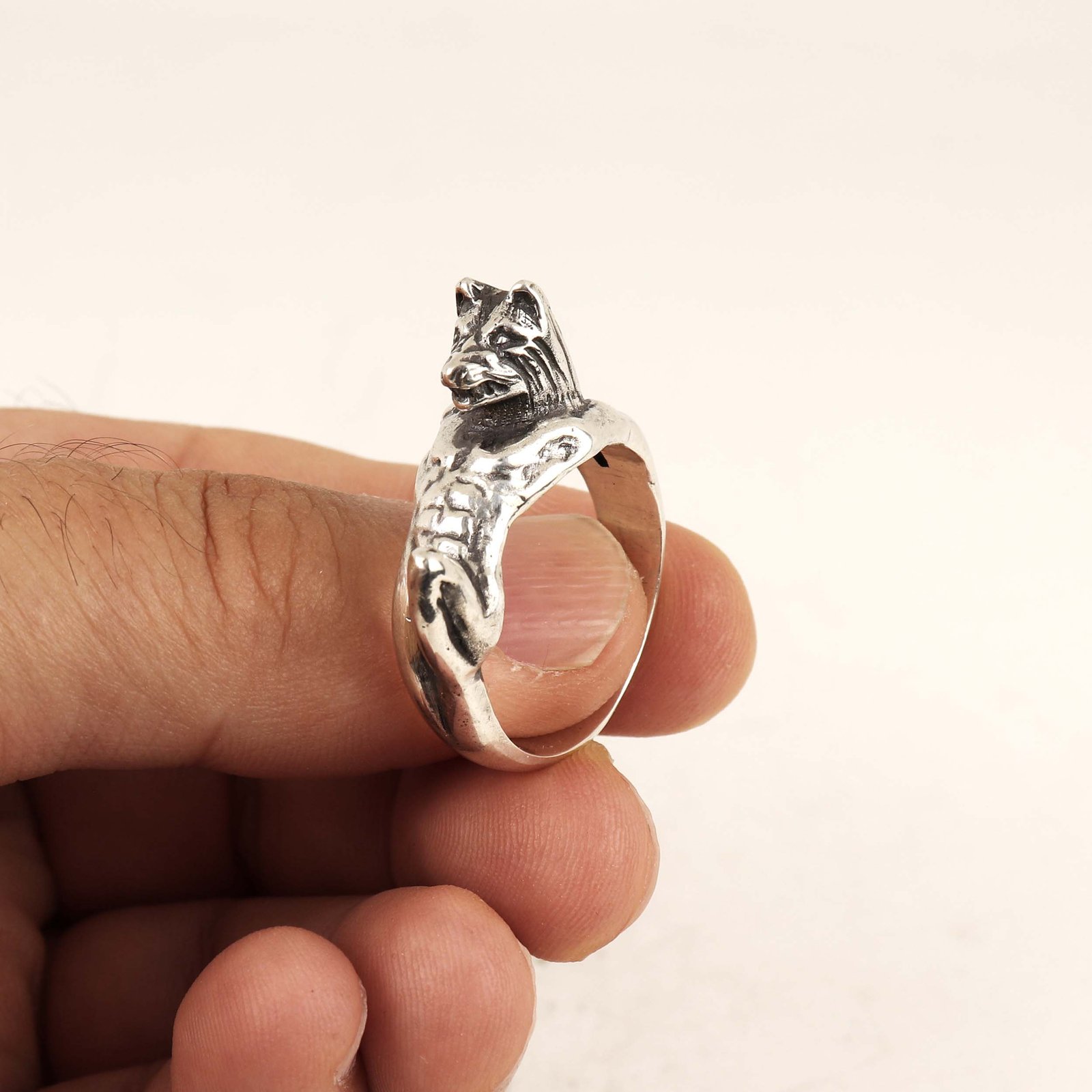 Wolf Ring With Man Body, Sterling Silver Handmade Animal Totem Jewelry ...